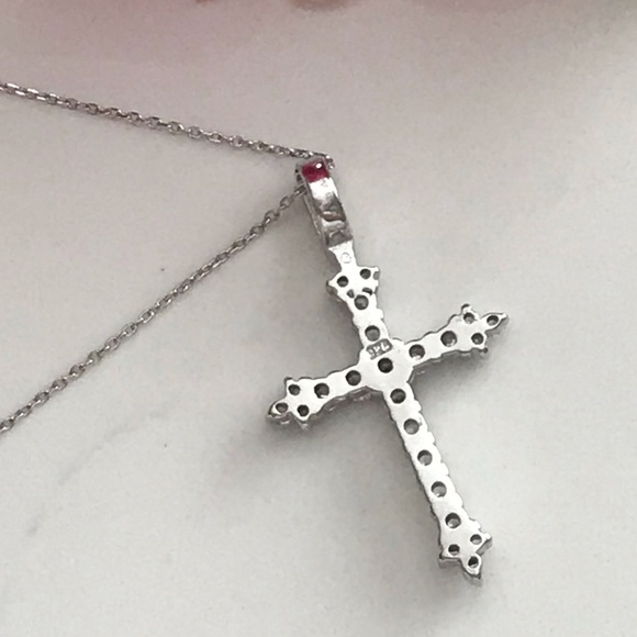 Jewelry | 14k White Gold Lab 2ct Diamond Cross Necklace | Poshmark